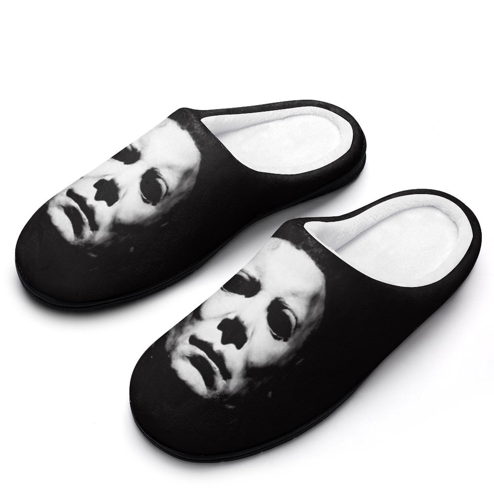 Michael Myers Face Men's Cotton Slippers Winter Fuzzy Lightweight Anti ...