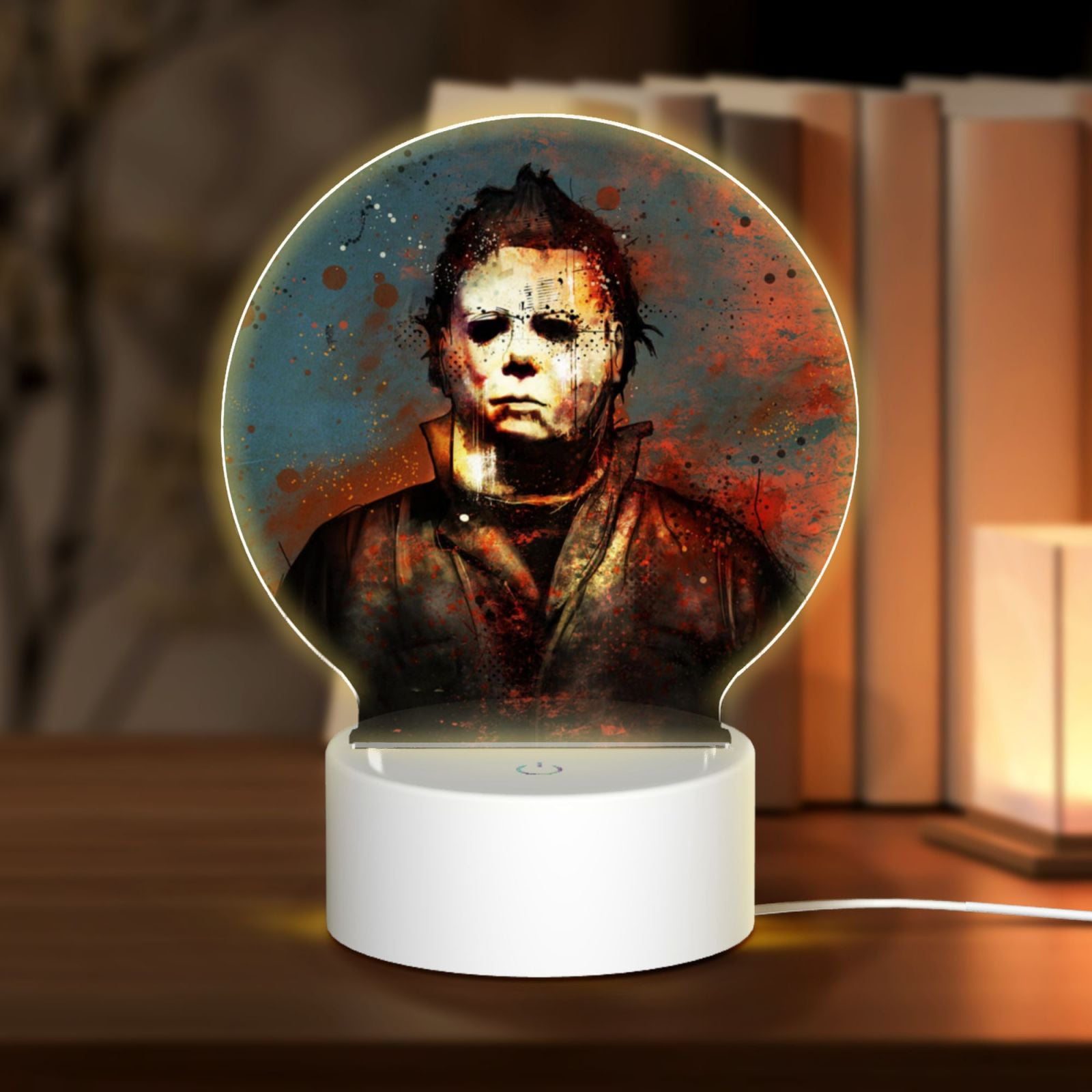 Michael Myers Film Round Acrylic Night Light Decoration USB Cable LED ...