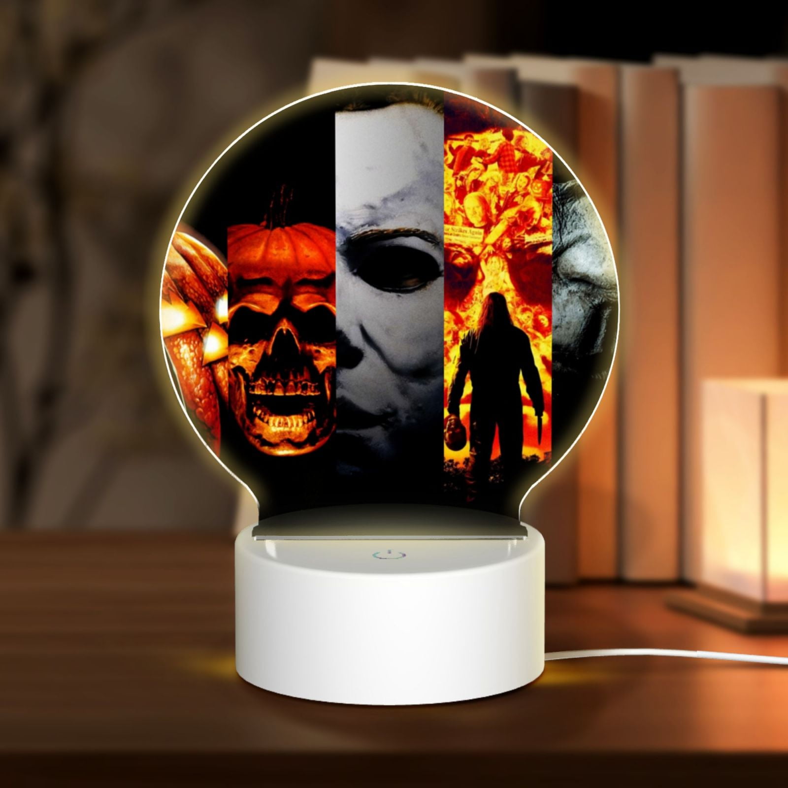 Michael Myers Film Round Acrylic Night Light Decoration USB Cable LED ...