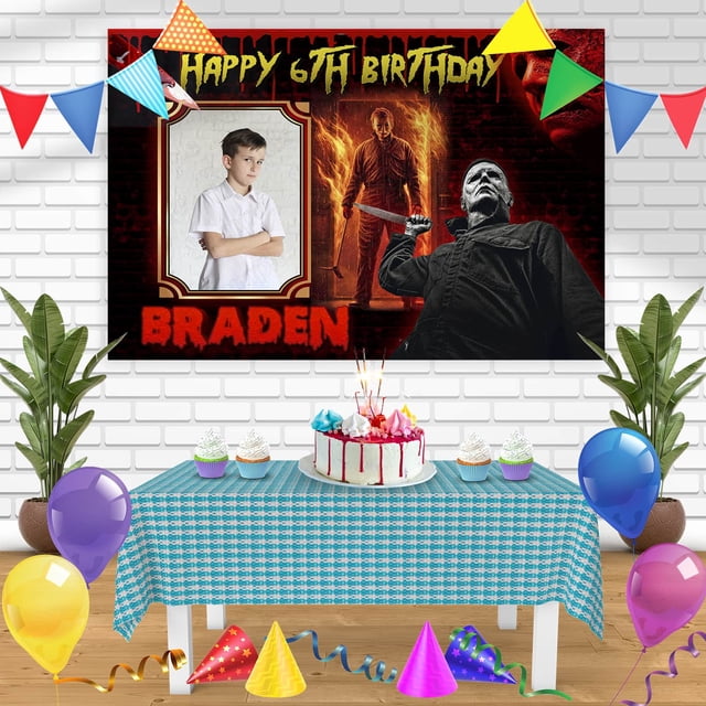 Michael Myers Frame Horror Birthday Banner Personalized Party Backdrop ...