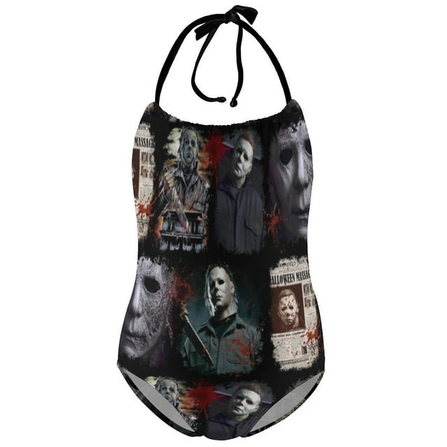 Michael Myers Halloween Girls One Piece Swimsuit Quick Dry Swimwear ...