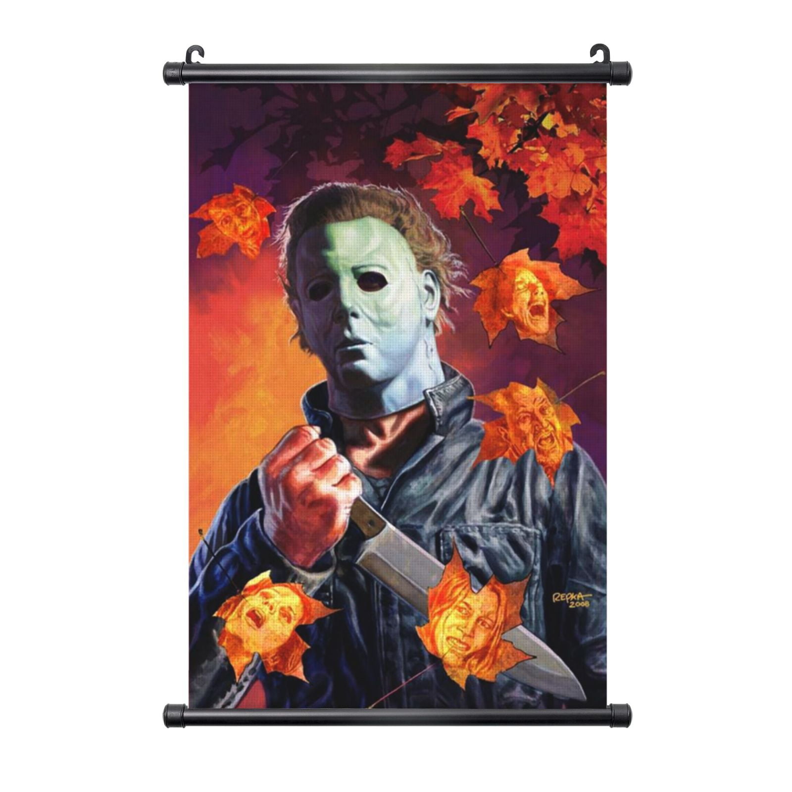 Michael Myers Halloween Poster Black Plastic Shaft Hanging Posters Wall ...