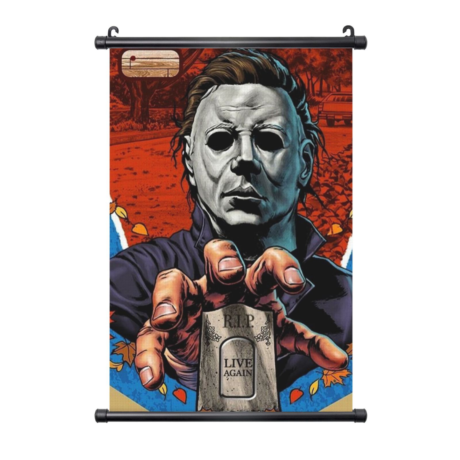 Michael Myers Halloween Poster Black Plastic Shaft Hanging Posters Wall ...