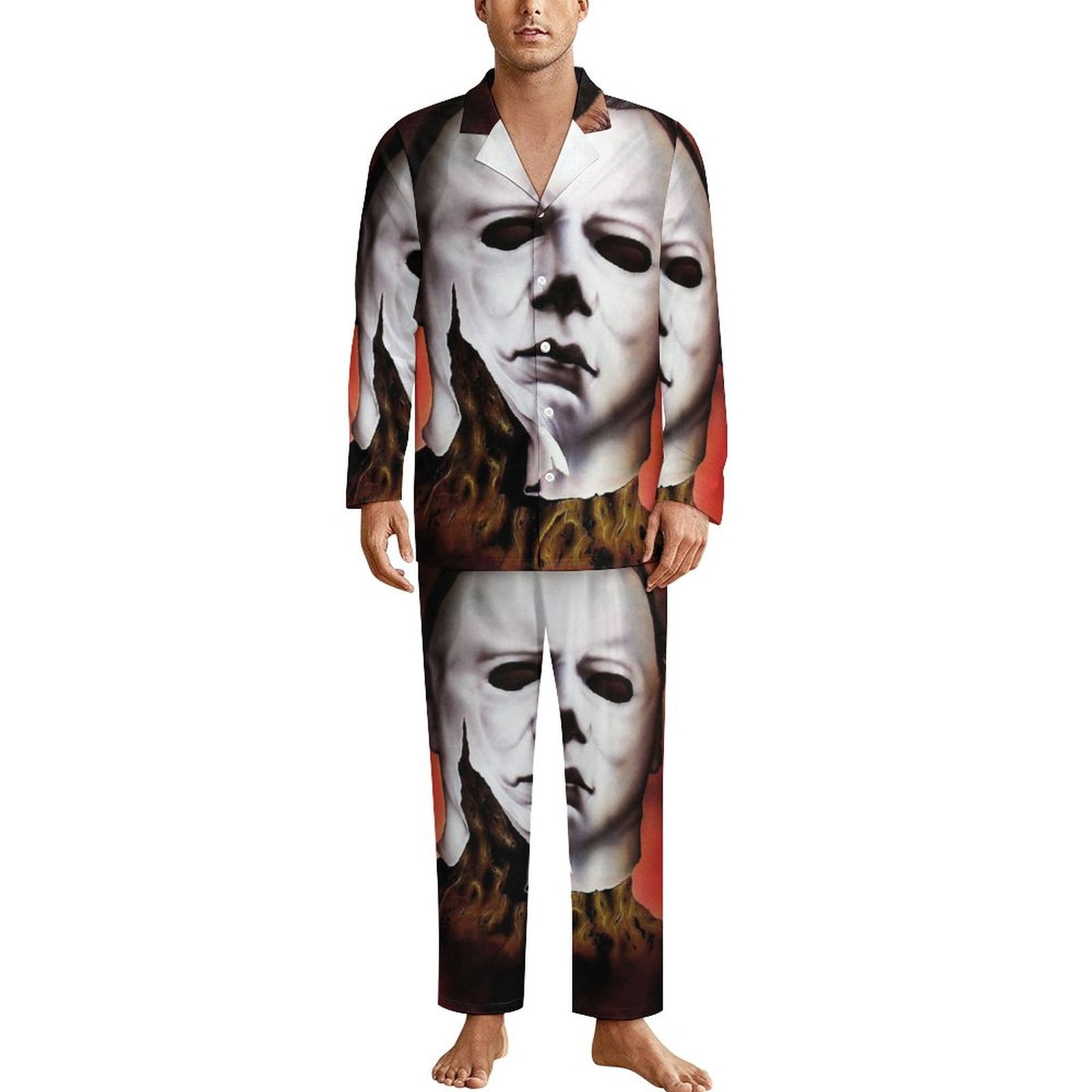 Michael Myers Horror Long Sleeved Pajama Set for Men Sleepwear Sets ...