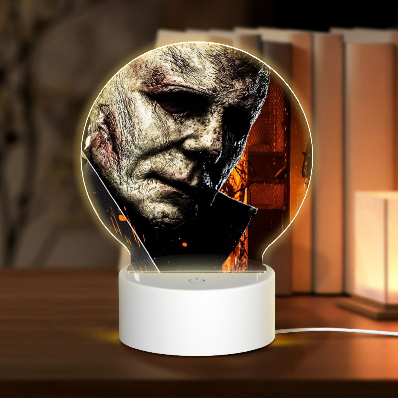 Michael Myers Kills Round Acrylic Night Light Decoration USB Cable LED ...