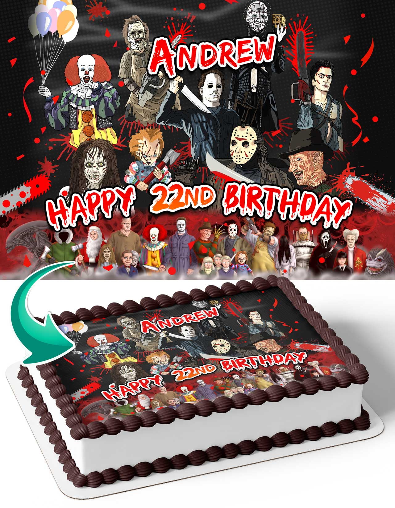 Michael Myers Leatherface Freddy-Krueger Jason Voorhees Edible Image ...