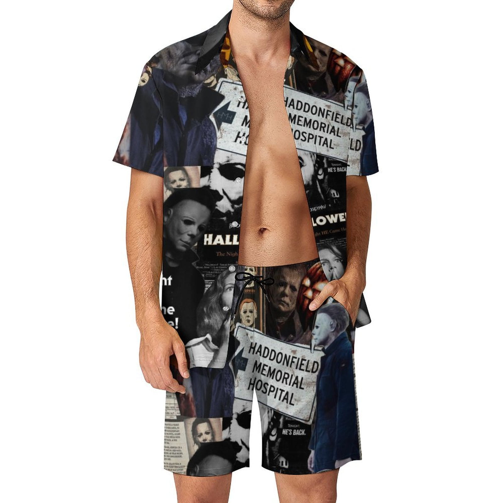 Michael Myers Men's Beach Suit 2 Piece Outfits Hawaiian Button Down ...