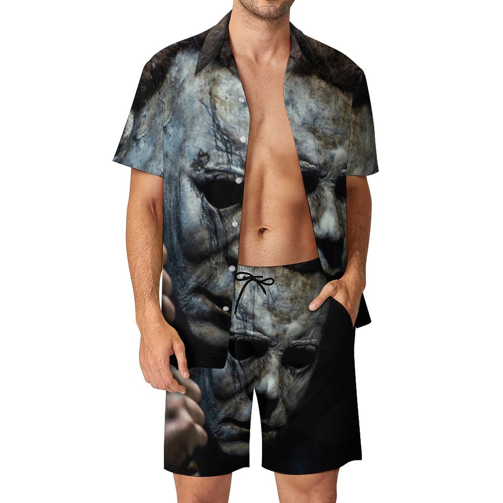 Michael Myers Men's Beach Suit 2 Piece Outfits Hawaiian Button Down ...