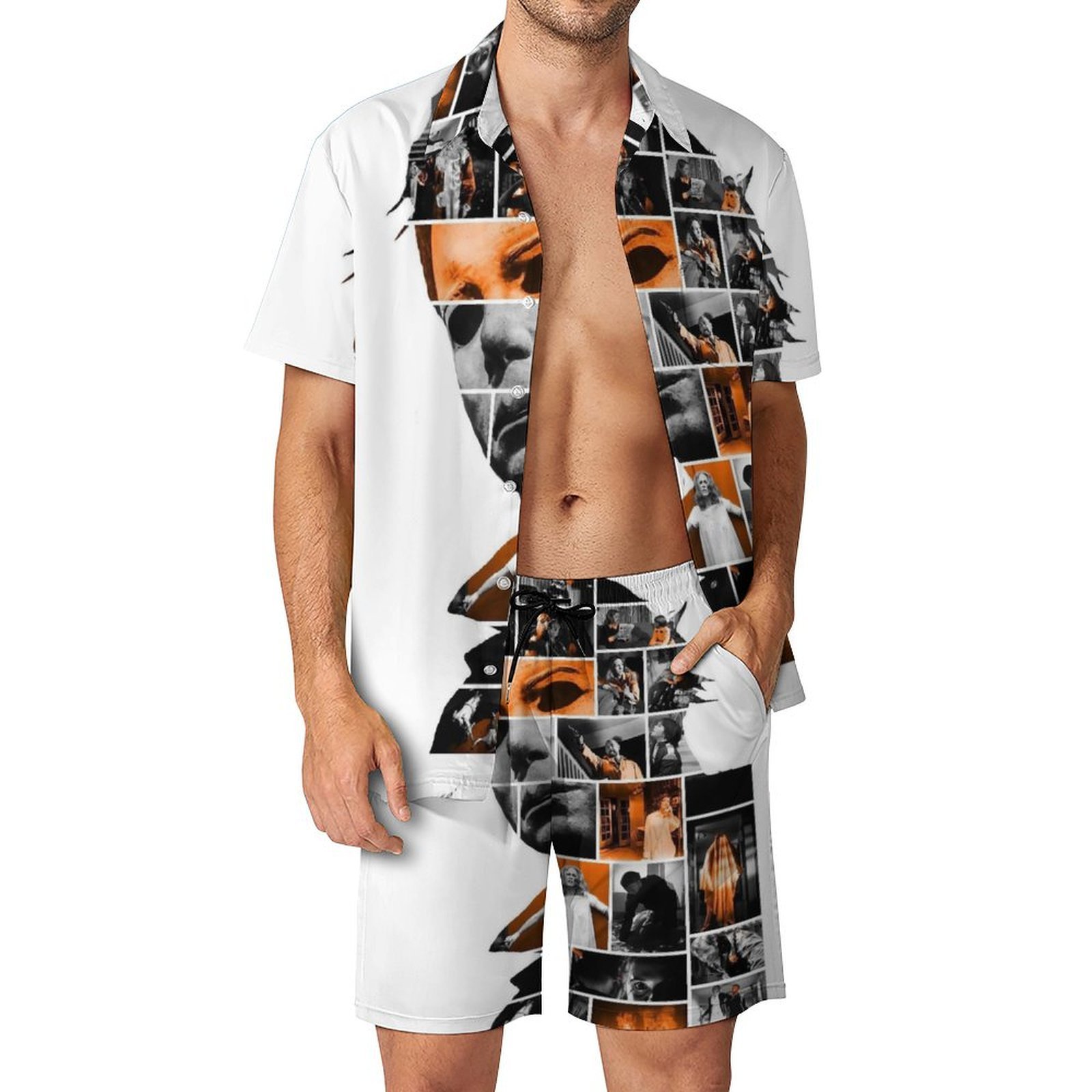 Michael Myers Men's Beach Suit 2 Piece Outfits Hawaiian Button Down ...