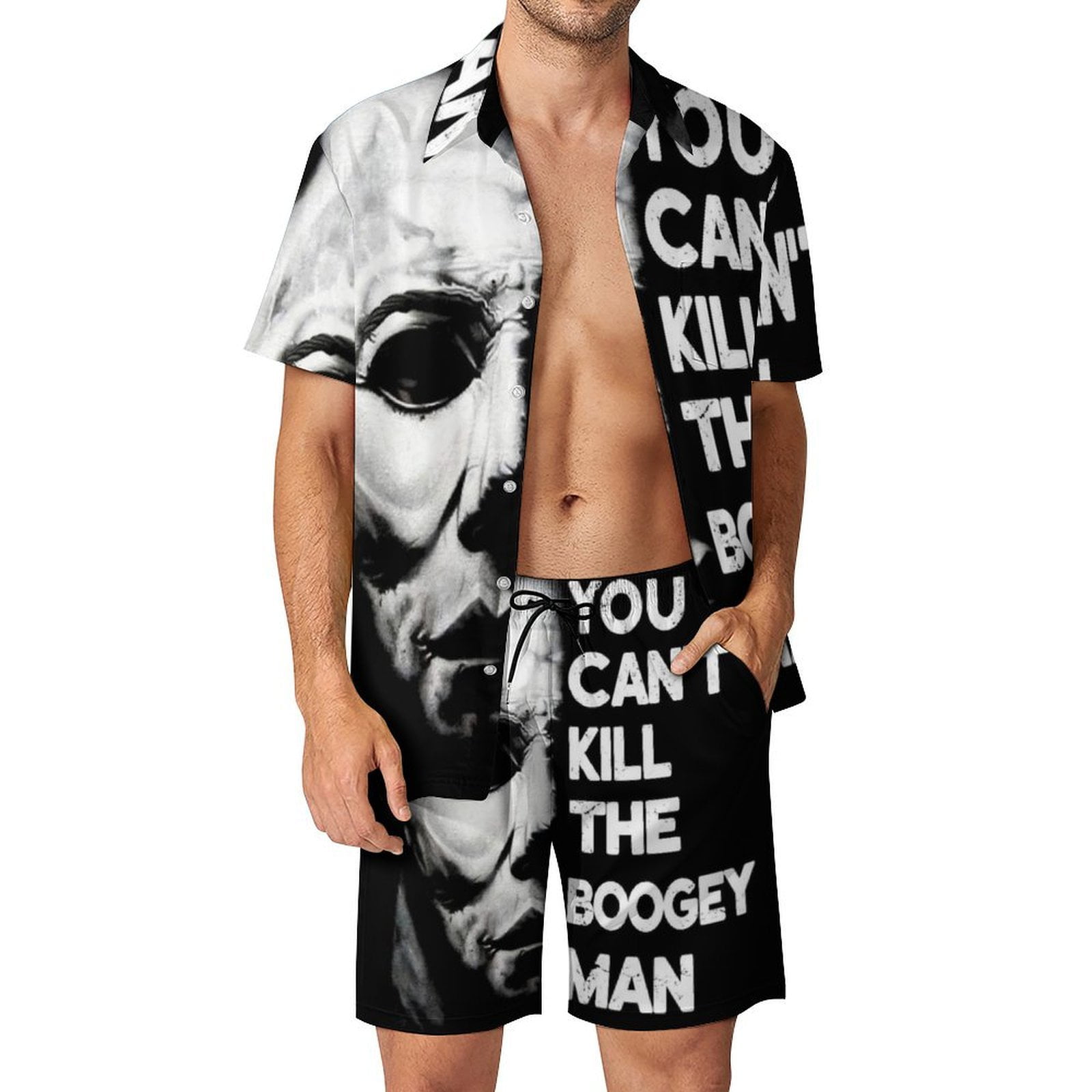 Michael Myers Men's Beach Suit 2 Piece Outfits Hawaiian Button Down ...