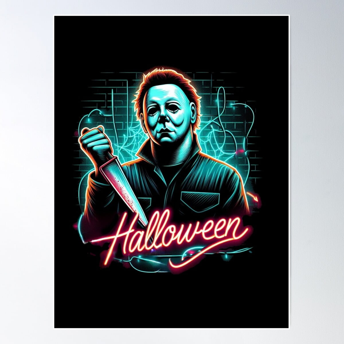 Michael Myers - Neon Lights Poster Wall Art, Modern Wall Decor For ...