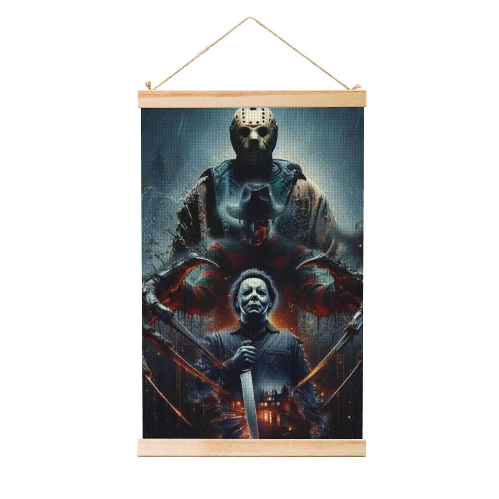 Michael Myers Poster Canvas Wooden Shaft Hanging Poster Home Decor ...