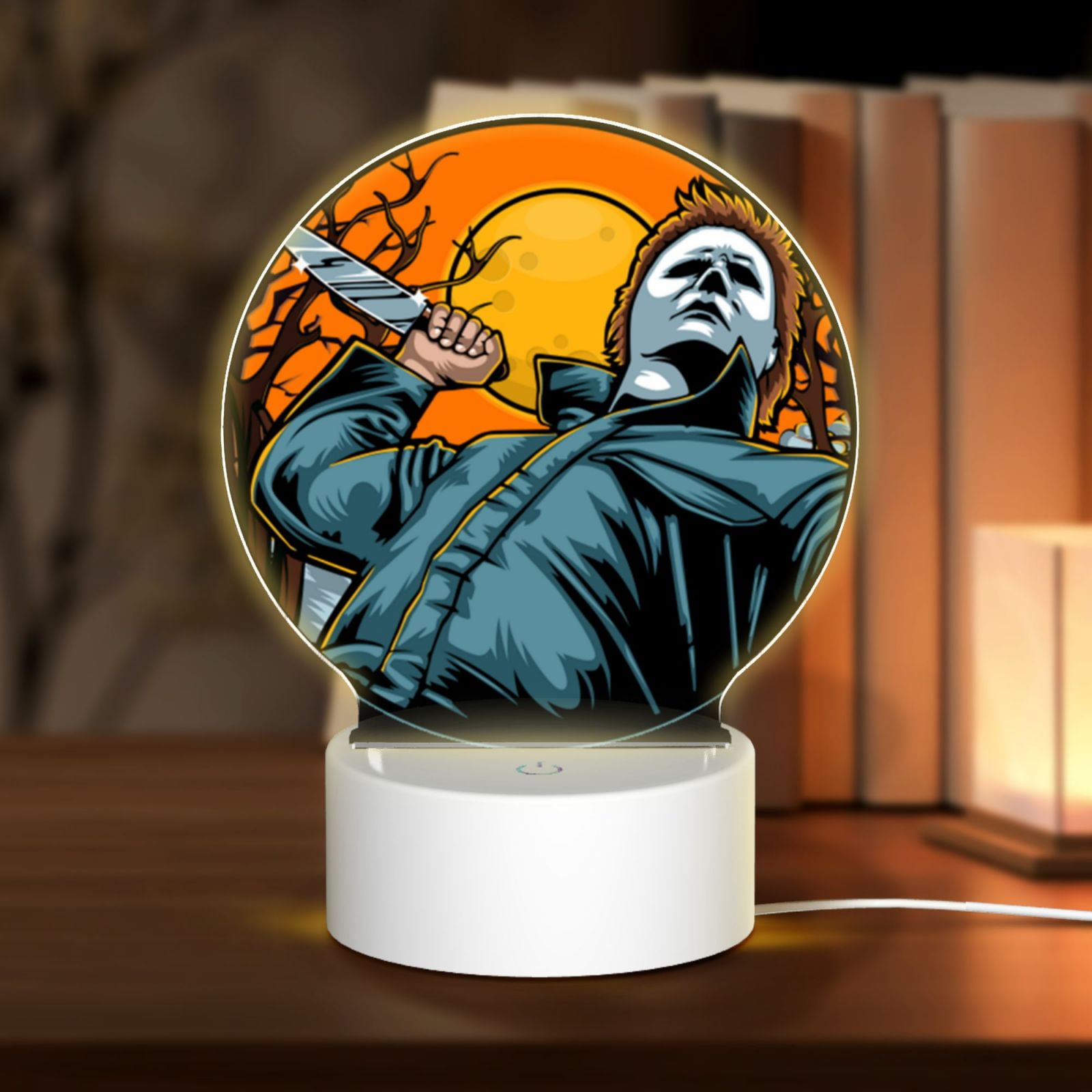 Michael Myers Round Acrylic Night Light Decoration USB Cable LED Lamp ...