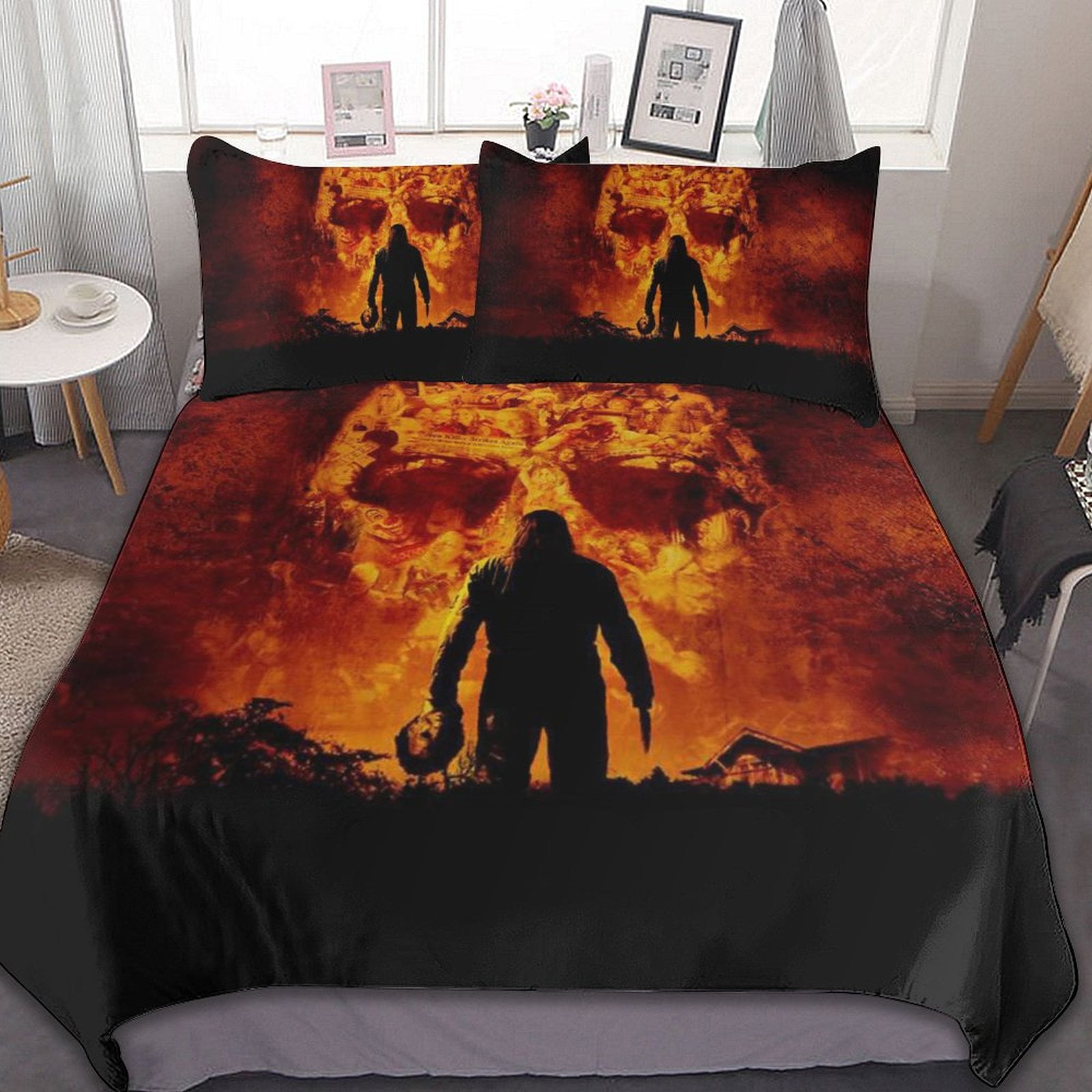 Michael Myers Skull 3 Piece Bedding Sets Decor Comforter Sets With One ...