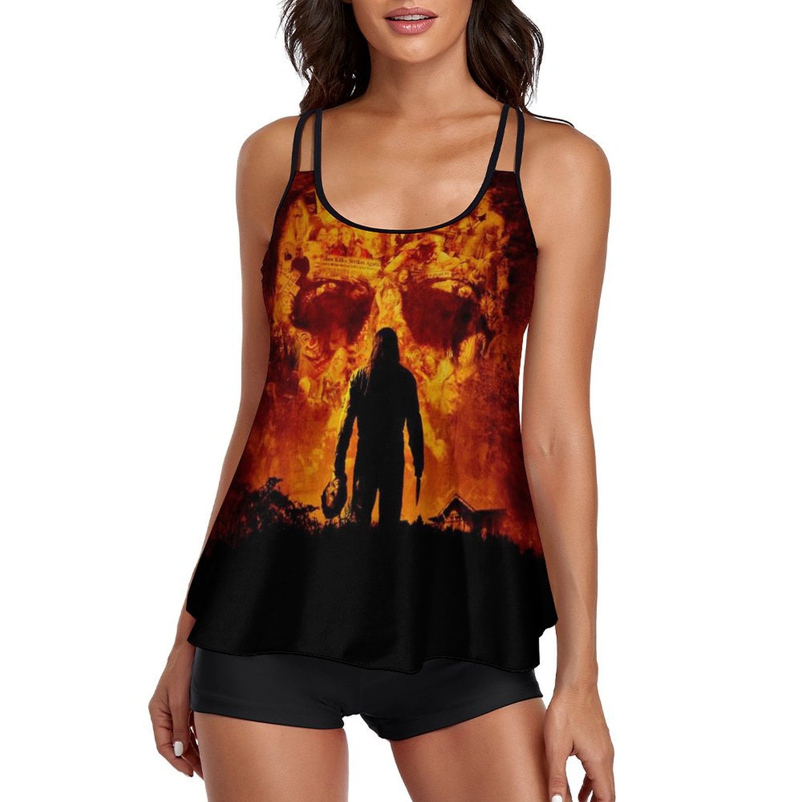 Michael Myers Skull Women's Tankini Swimsuits Tank Tops Swimwear with ...