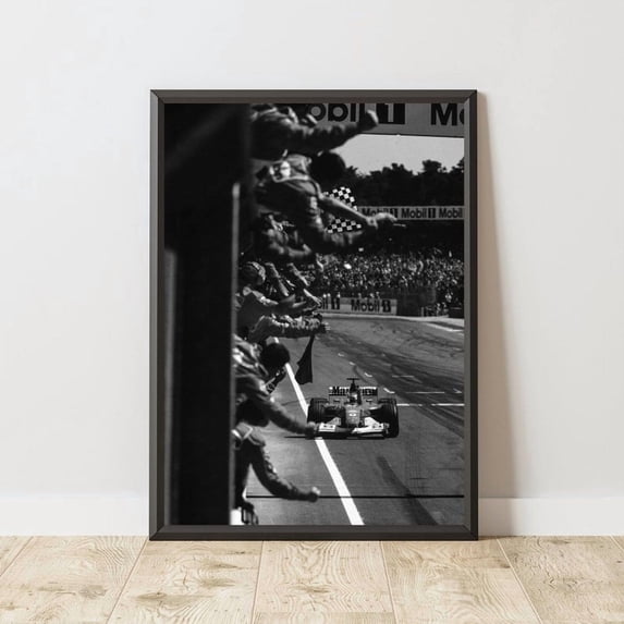 Michael Schumacher Ferrari F1 Victory Finish Line Black and White ...