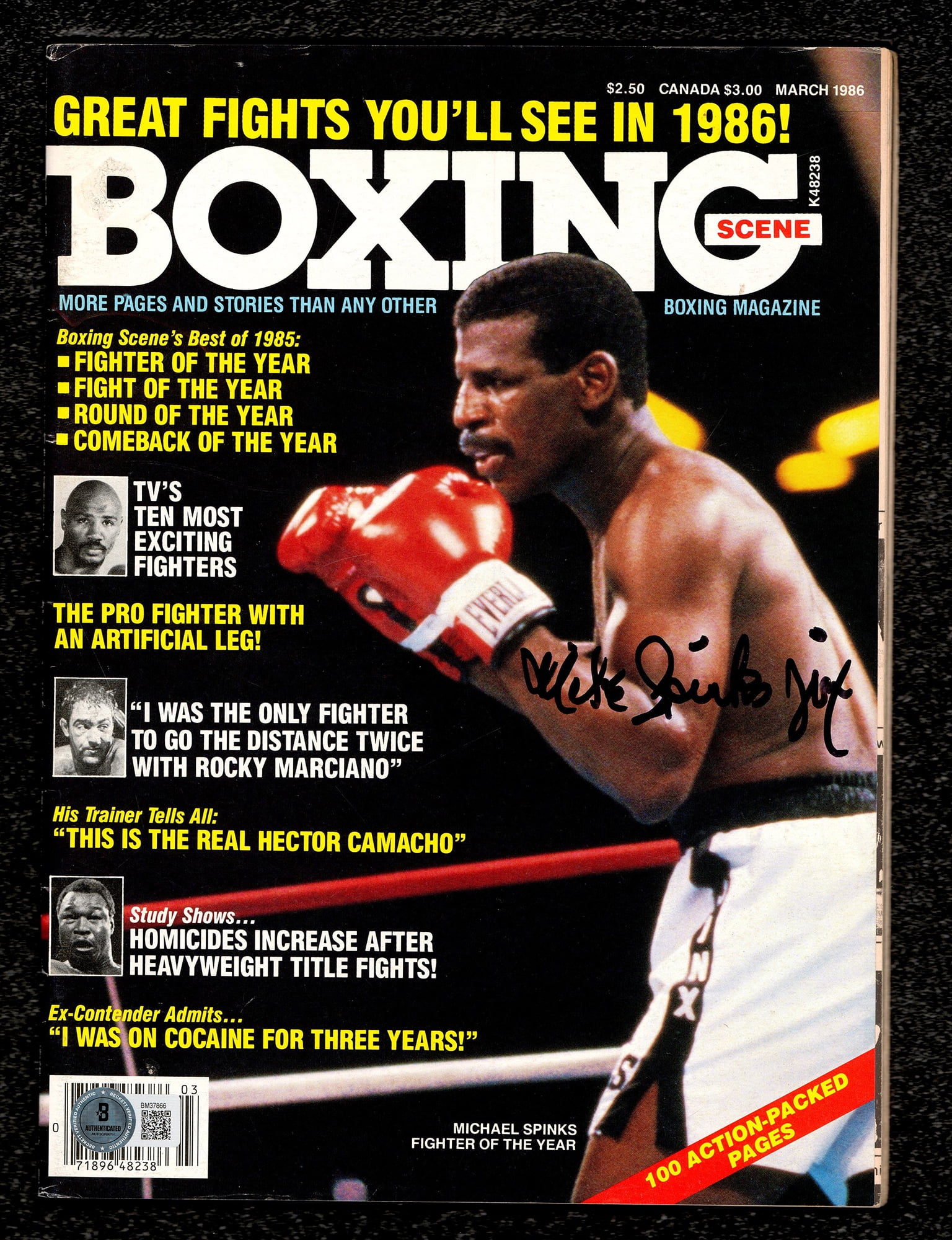 Michael Spinks "Jinx" Autographed Magazine Beckett BAS QR #BM37866 ...