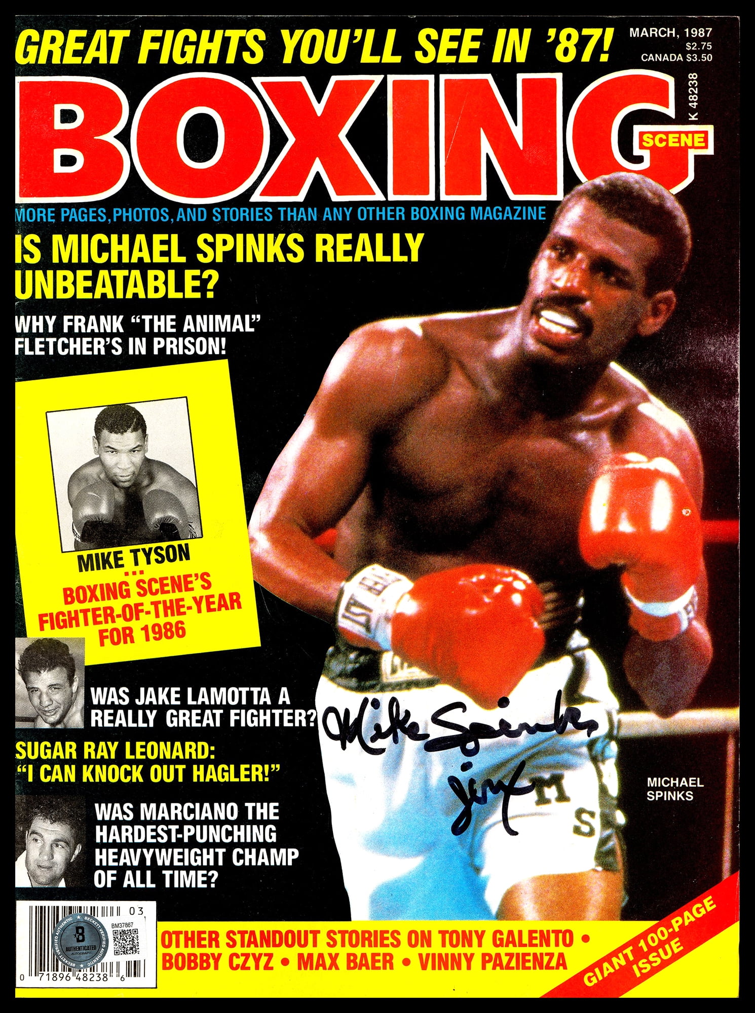 Michael Spinks "Jinx" Autographed Magazine Beckett BAS QR #BM37867 ...