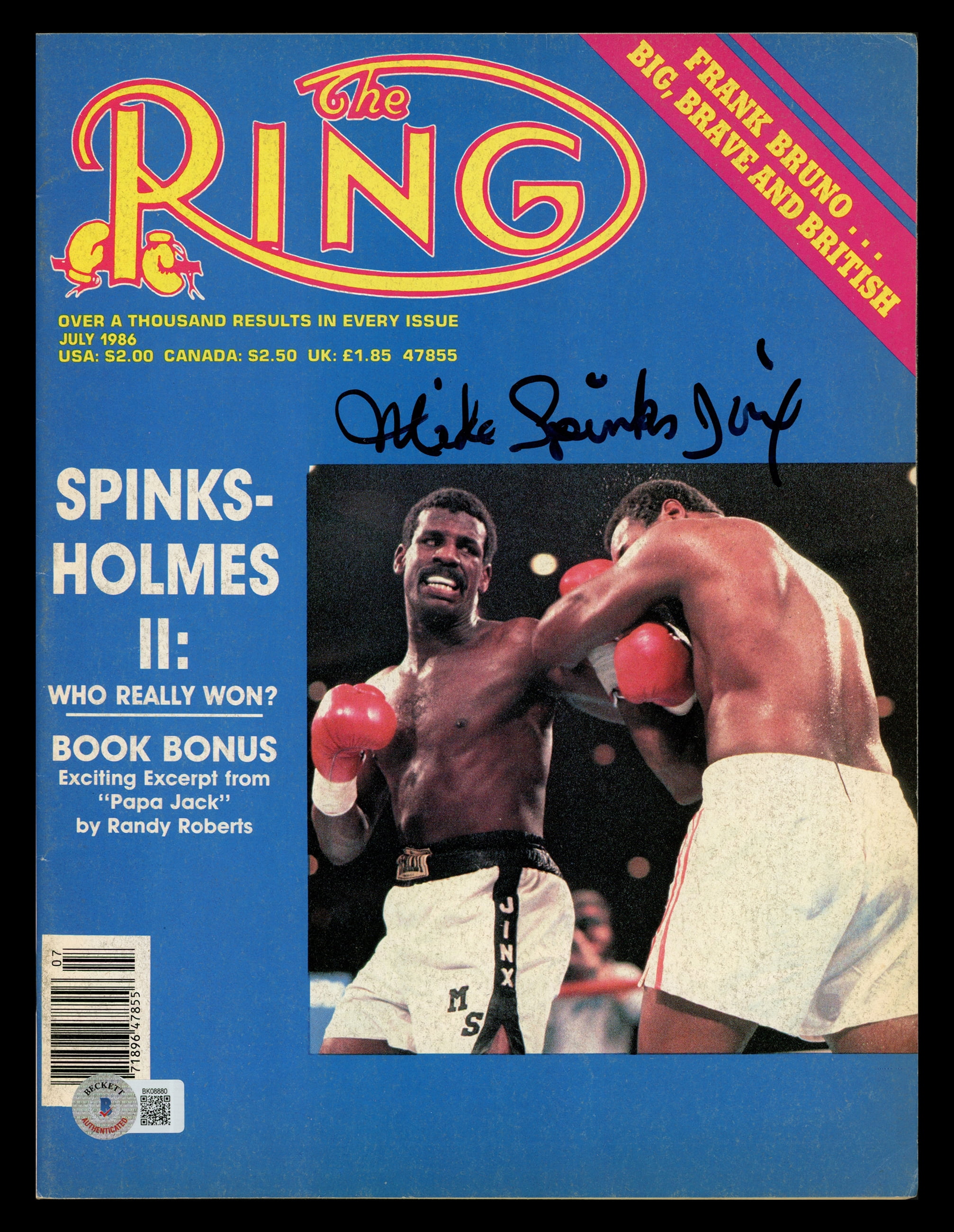 Michael Spinks "Jinx" Autographed Ring Magazine Beckett BAS QR #BK08880 ...