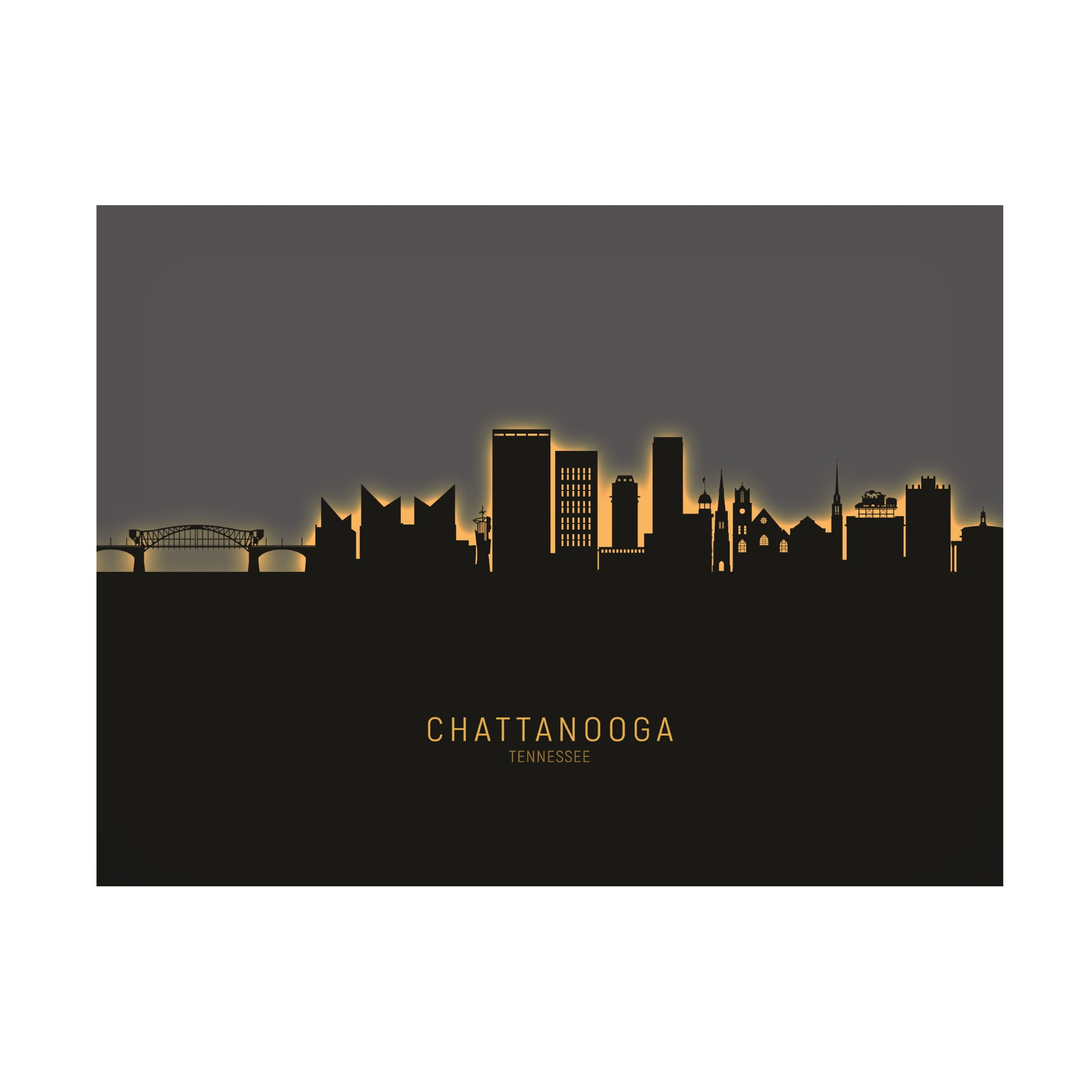 Free Shipping! Trademark Fine Art Skyline Chattanooga Tennessee Canvas ...