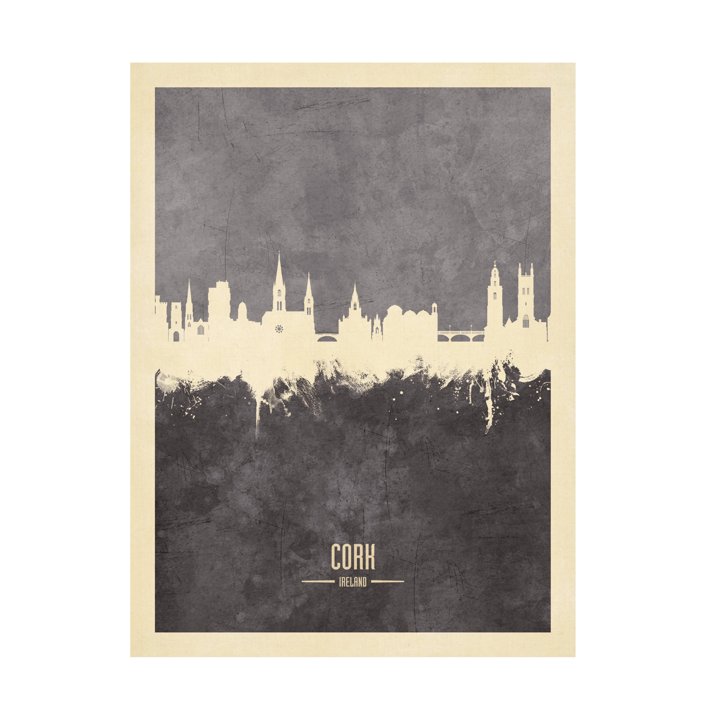 Michael Tompsett 'Cork Ireland Skyline Gray' Canvas Art - Walmart.com
