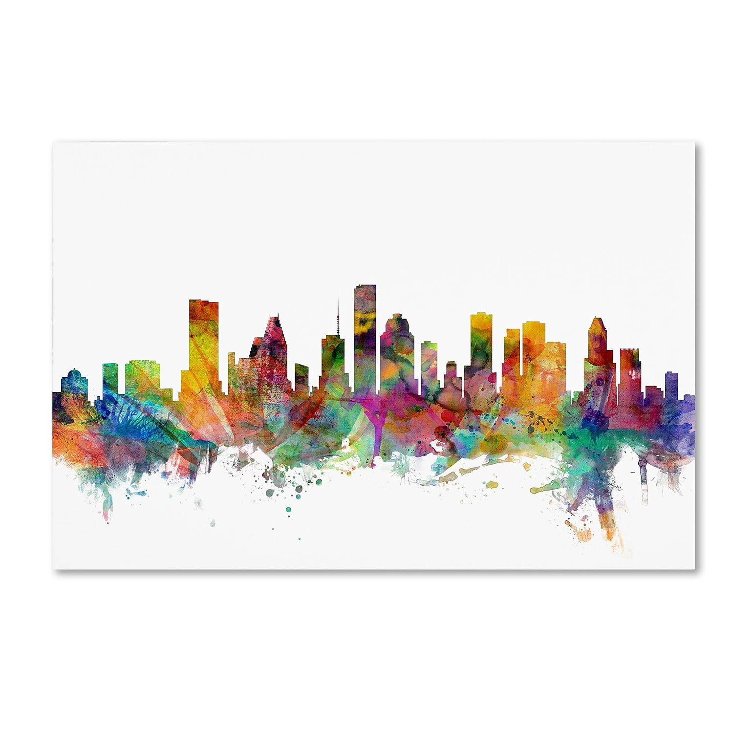 Trademark Fine Art Michael Tompsett Houston Texas Skyline Canvas Wall ...