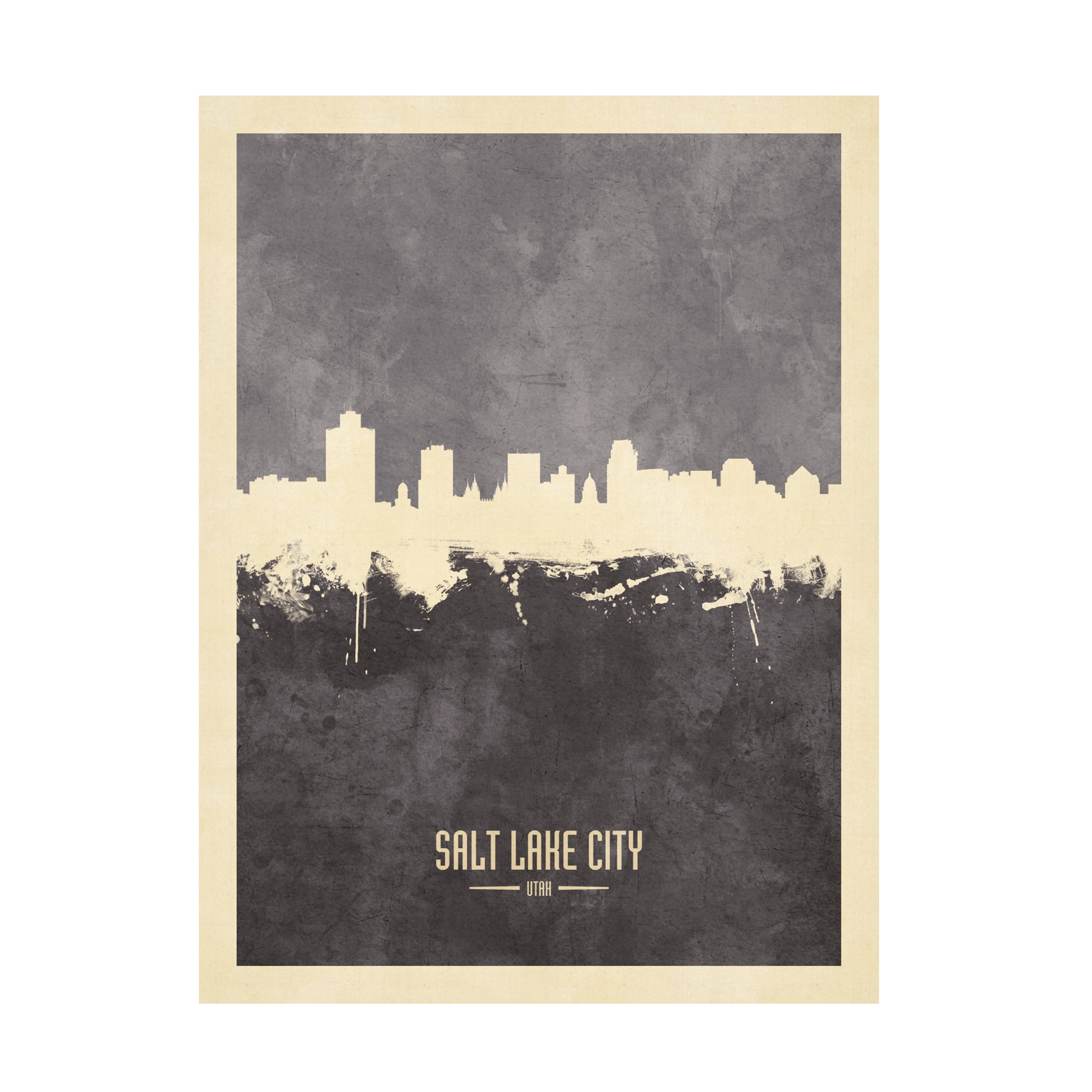 Michael Tompsett 'Salt Lake City Utah Skyline Gray' Canvas Art ...