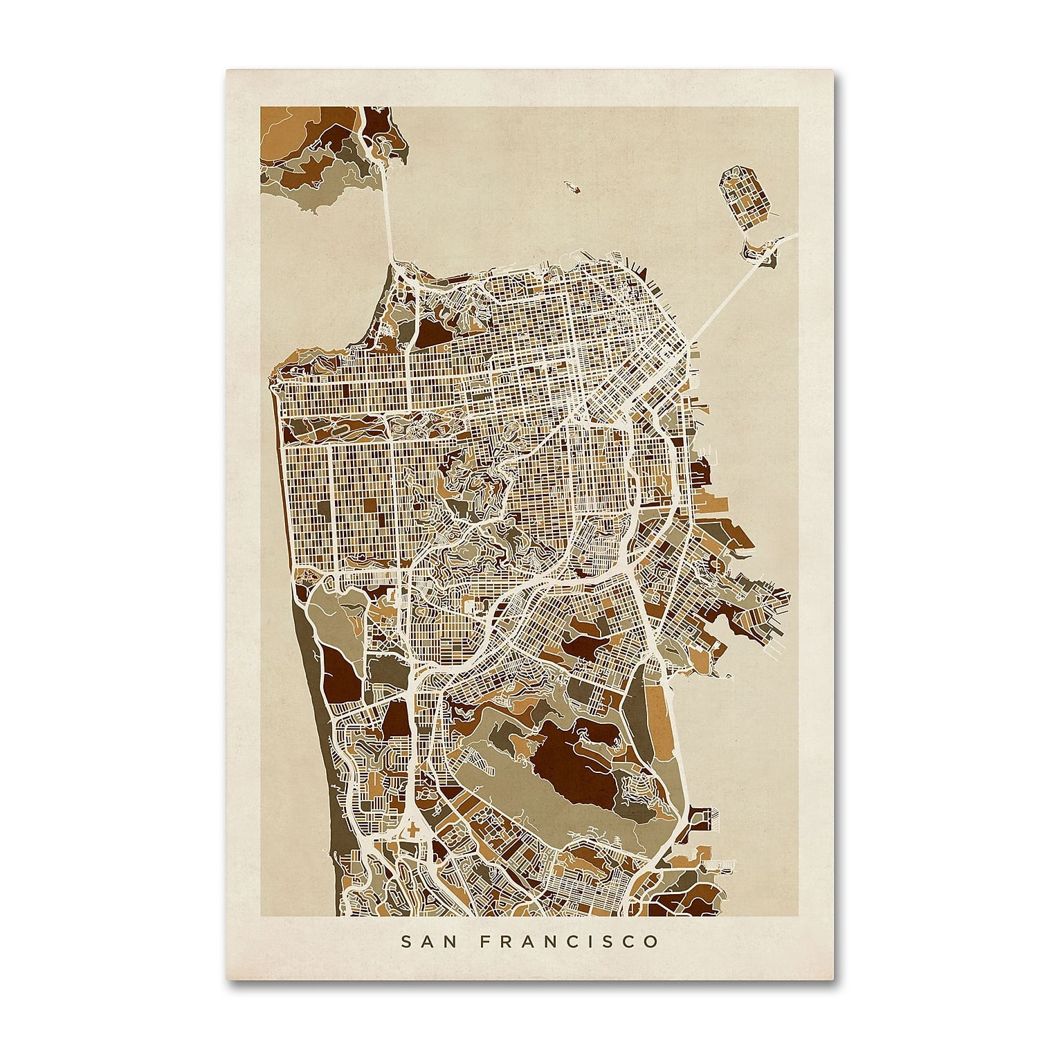 Trademark Fine Art Michael Tompsett San Francisco City Street Map ...