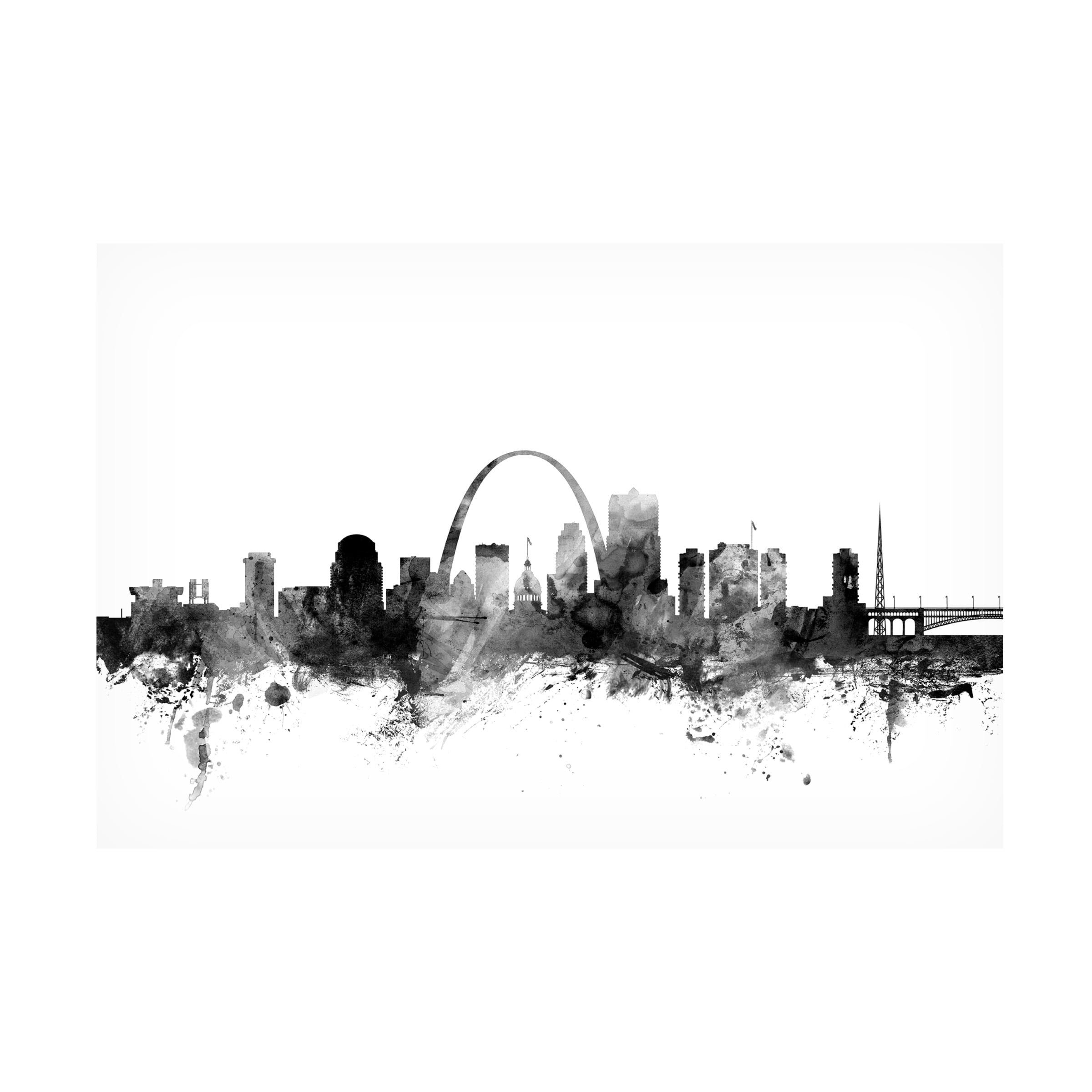 Trademark Fine Art Michael Tompsett St Louis Missouri Skyline B&W ...