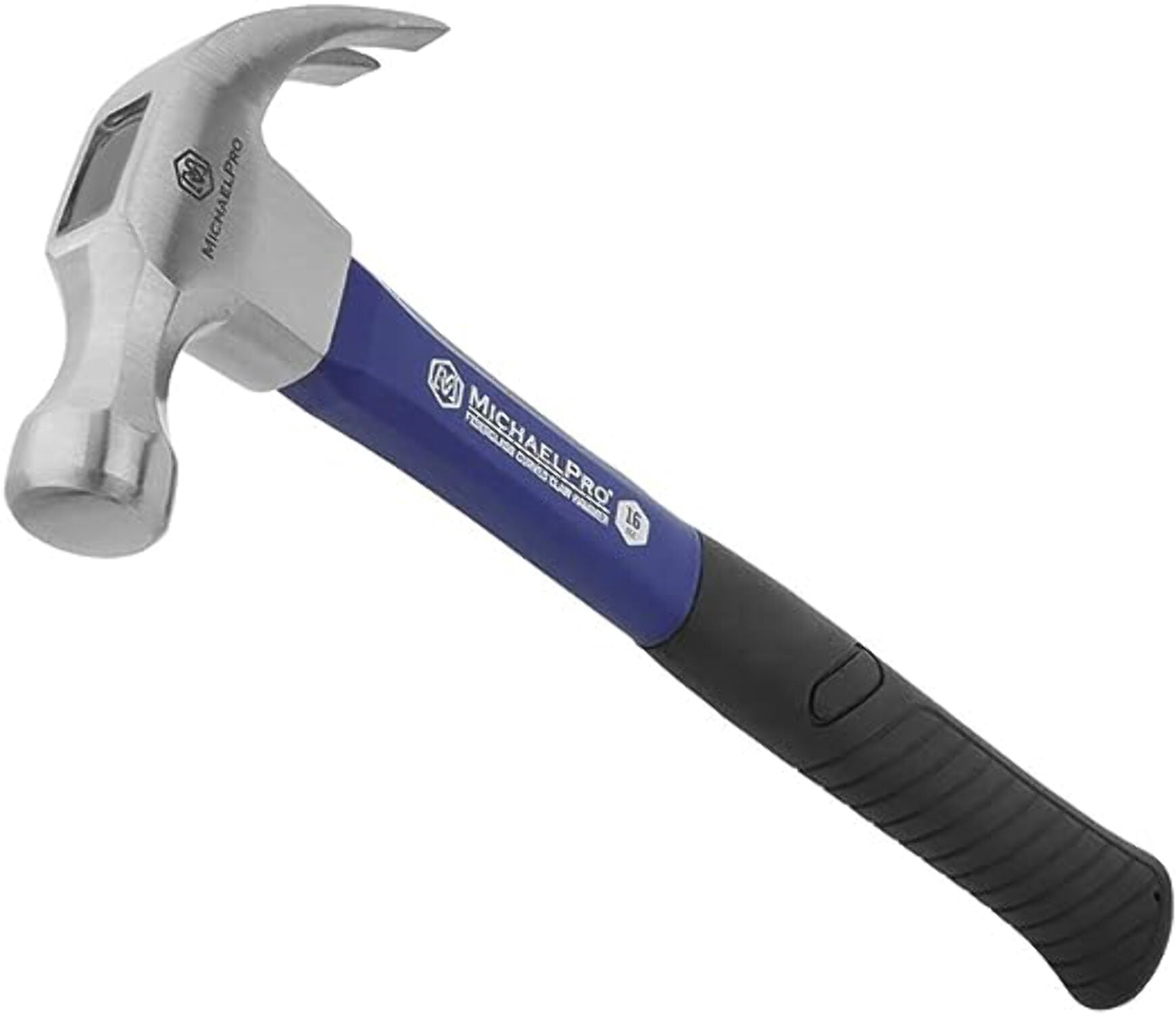 MichaelPro 16oz Curved Claw Hammer | Fiberglass Handle, High Carbon ...