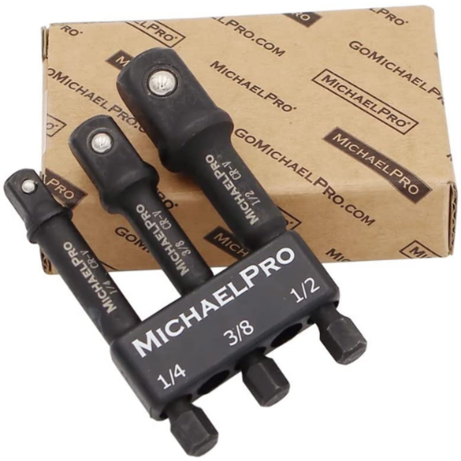 MichaelPro 3-Inch Impact Grade Socket Adapter Set - 1/4", 3/8", and 1/2 ...