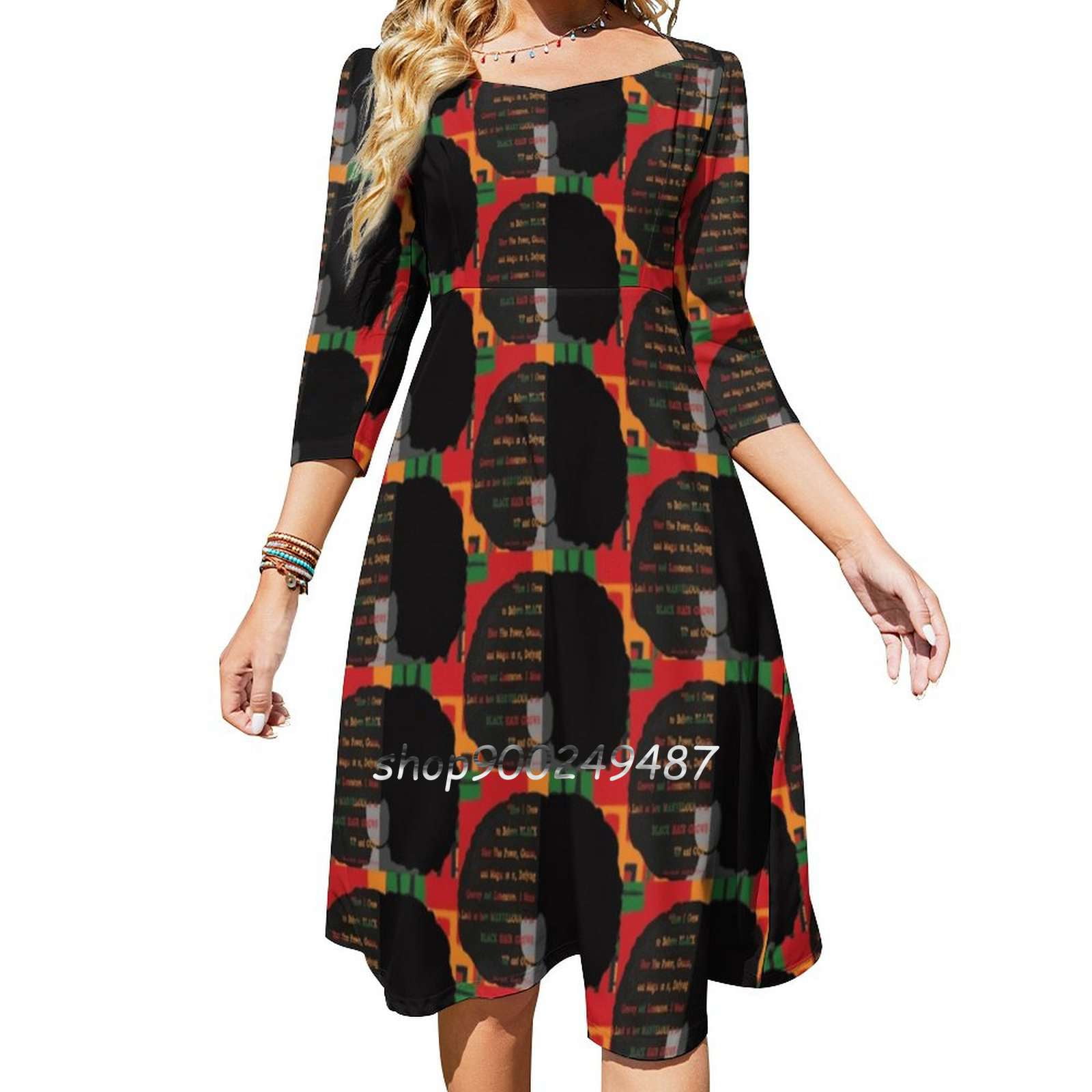 Michaela Powerful Hair Square Neck Dress Sweet Summer Dress Women