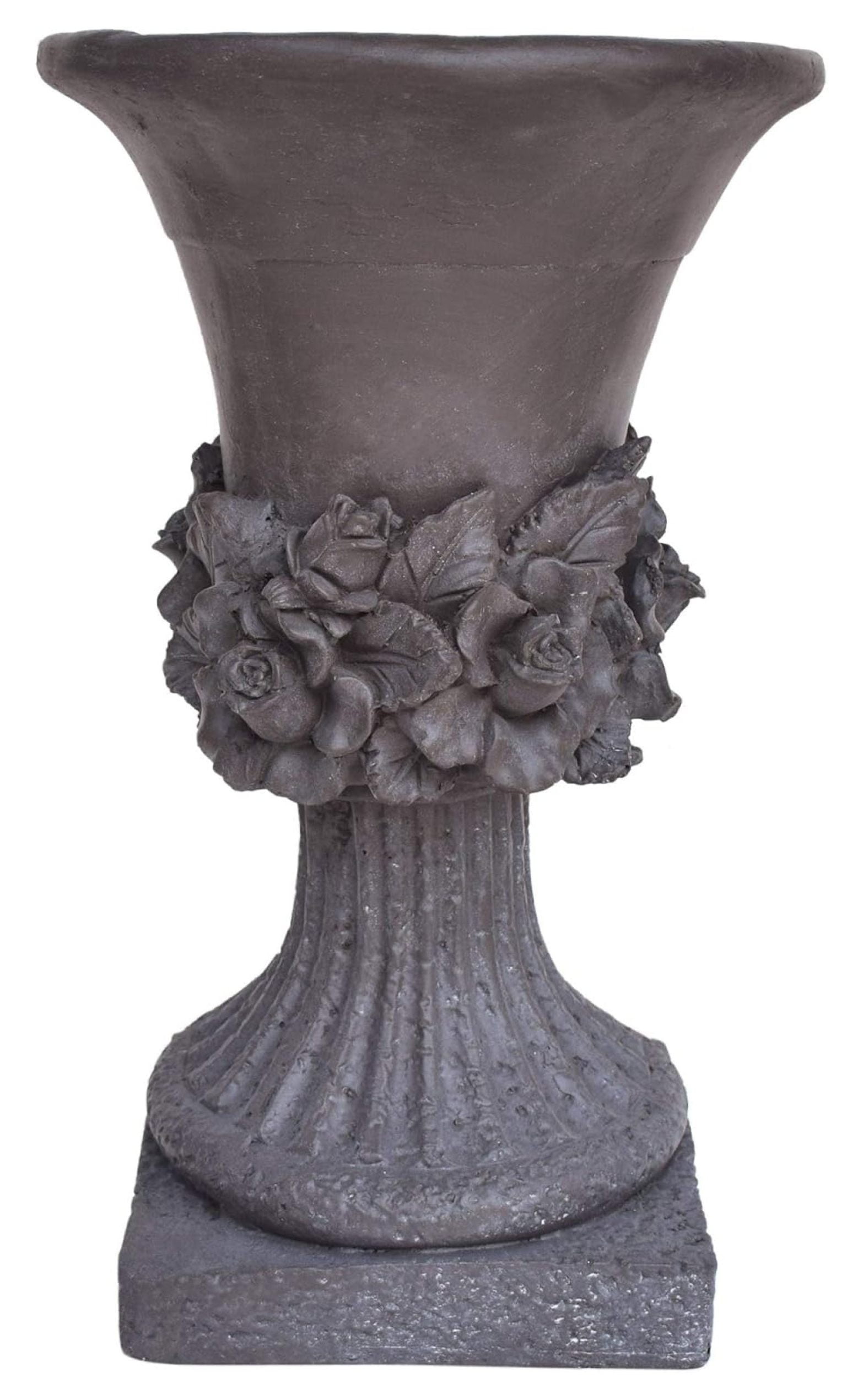 Michaelia Chalice Garden Urn Planter, , Botanical, Antique Gray ...