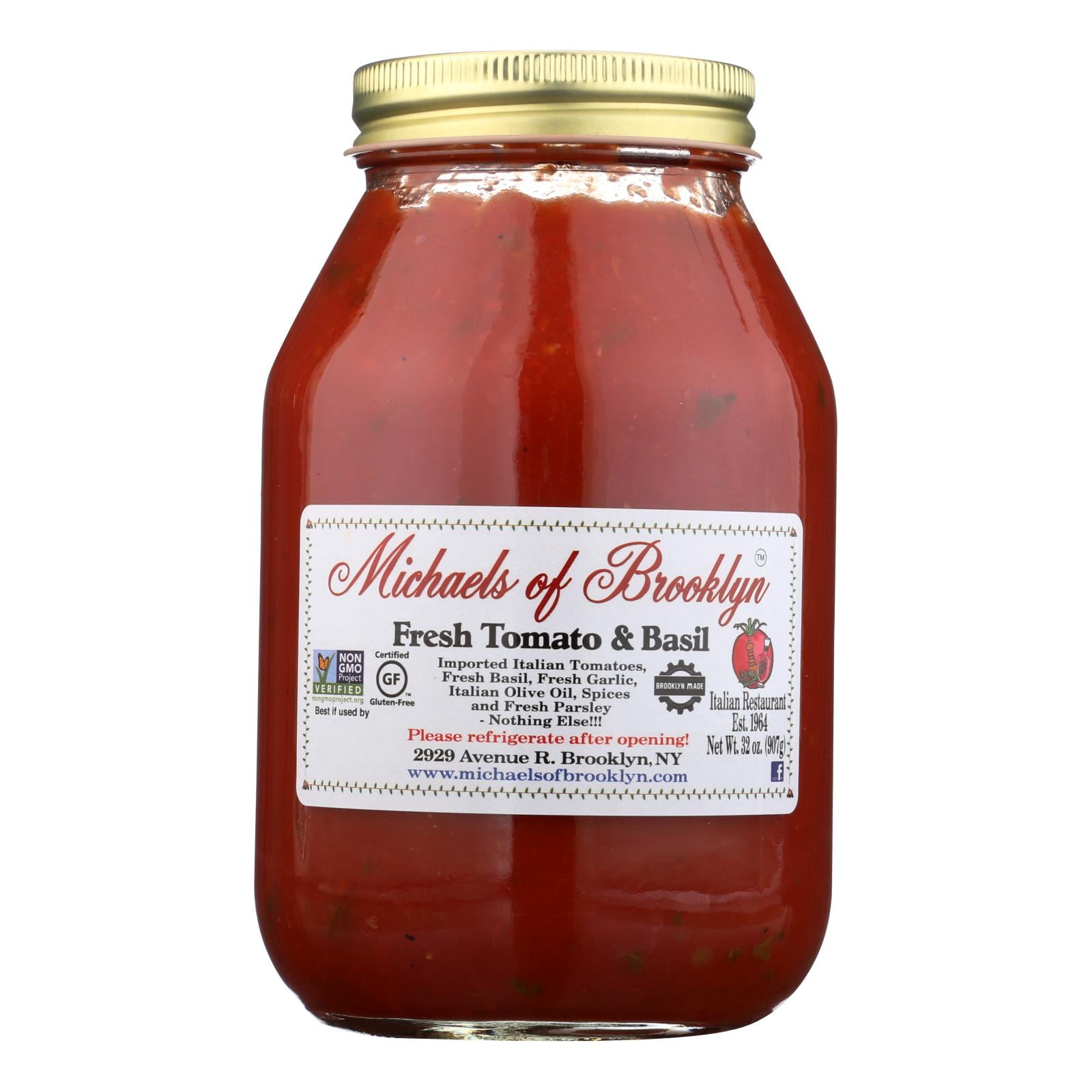 Michael's Of Brooklyn Fresh Tomato Basil Pasta Sauce - 32 Oz Jars - 6 ...