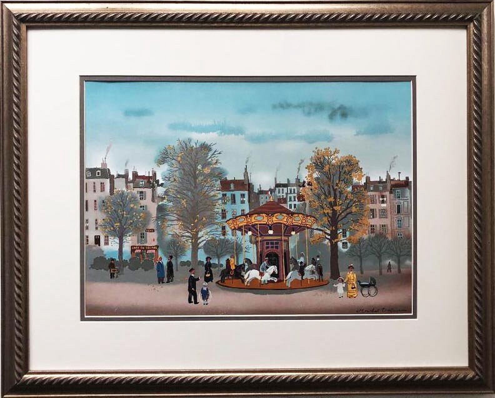 Michel Delacroix "Carousel" Framed Stone Signed Lithograph Art Generic ...