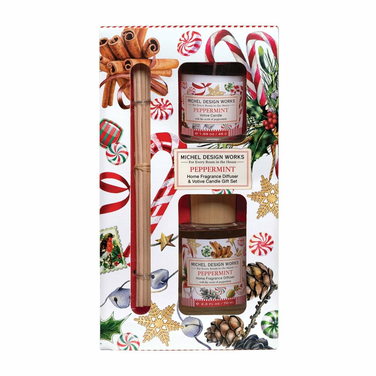 Michel Design Works Fragrance Diffuser & Votive Set, Peppermint (DVS347 ...