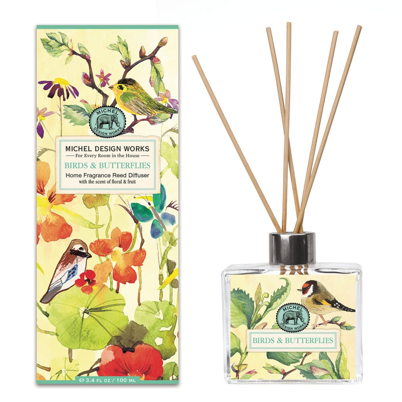 Michel Design Works Home Fragrance Reed Diffuser - Birds & Butterflies (823371) - Walmart.com