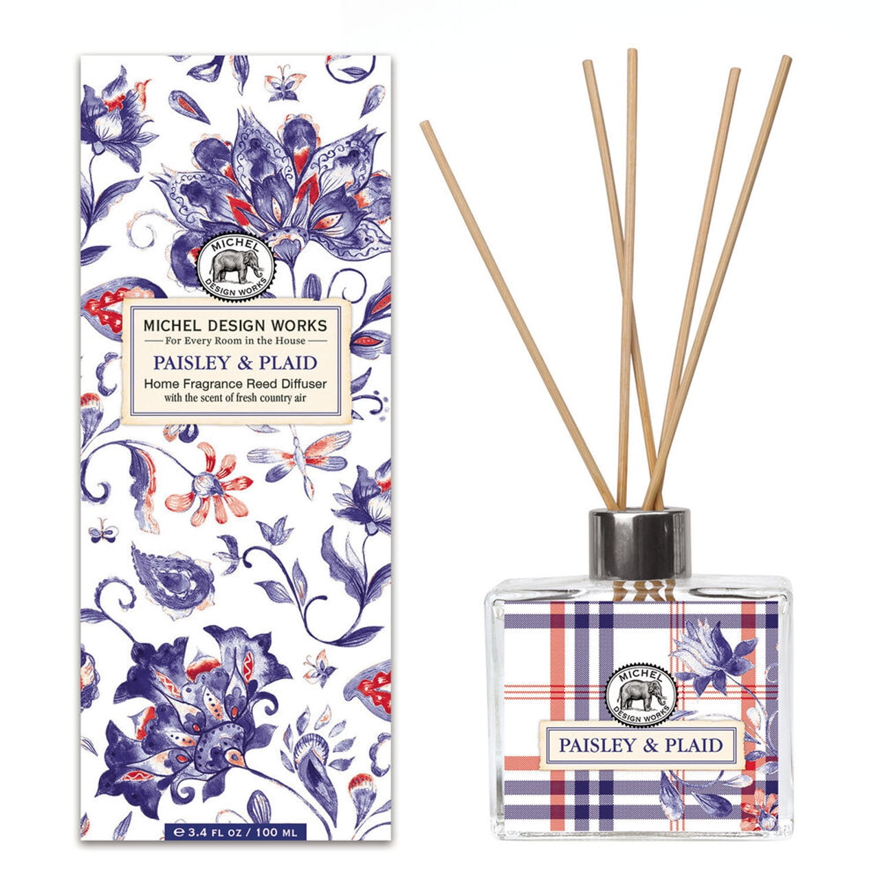 Michel Design Works Home Fragrance Reed Diffuser - Paisley & Plaid (823373) - Walmart.com