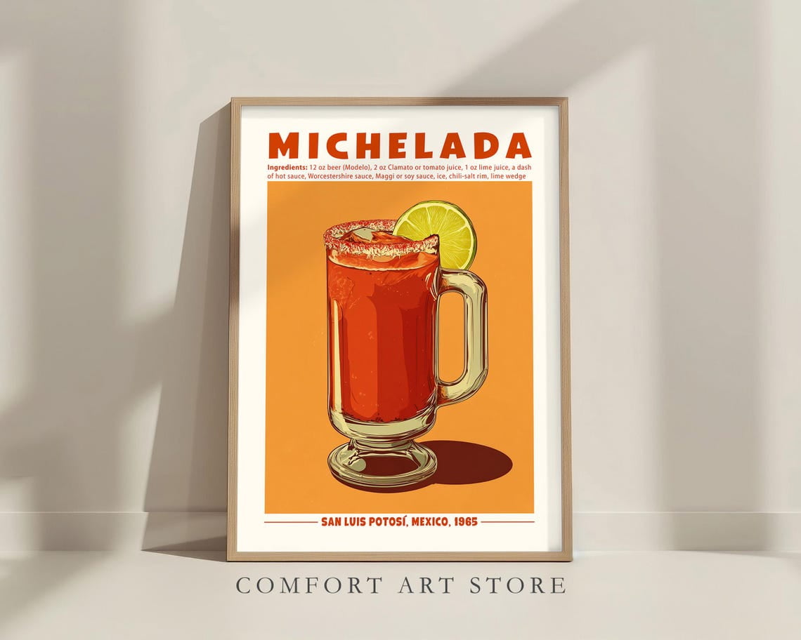 Michelada Modelo Cocktail Print Poster Alcohol Cocktail Sign Home Bar ...