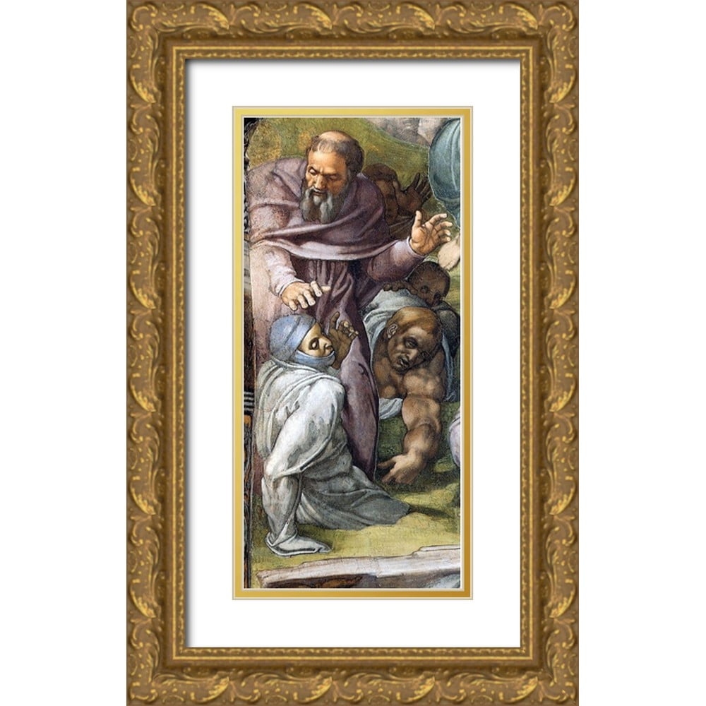 Michelangelo 17x32 Gold Ornate Wood Framed with Double Matting Museum ...