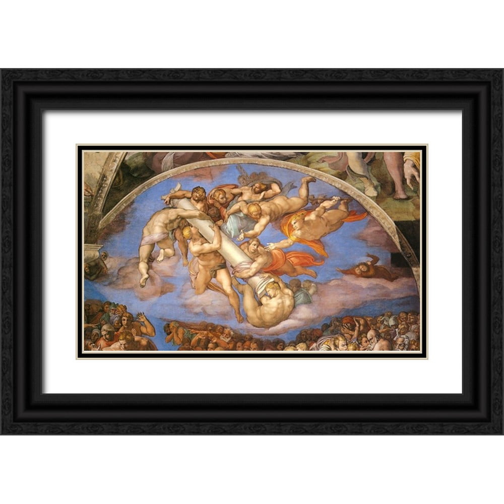 Michelangelo 18x12 Black Ornate Wood Framed with Double Matting Museum ...