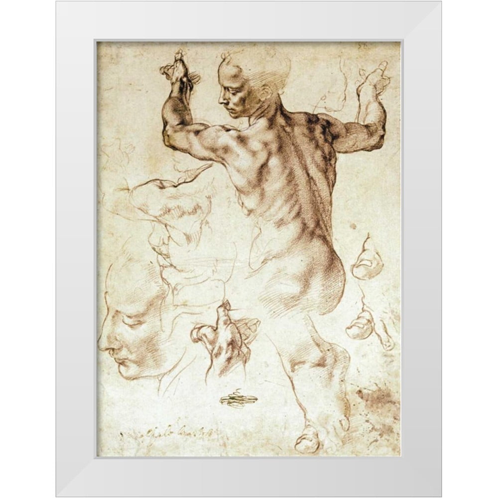 Michelangelo 19x24 White Modern Wood Framed Museum Art Print Titled ...