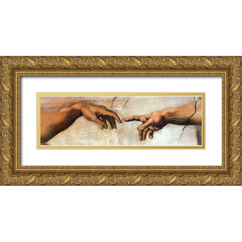 Michelangelo 24x10 Gold Ornate Wood Framed with Double Matting Museum ...