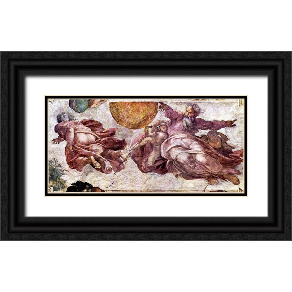 Michelangelo 24x14 Black Ornate Wood Framed with Double Matting Museum ...