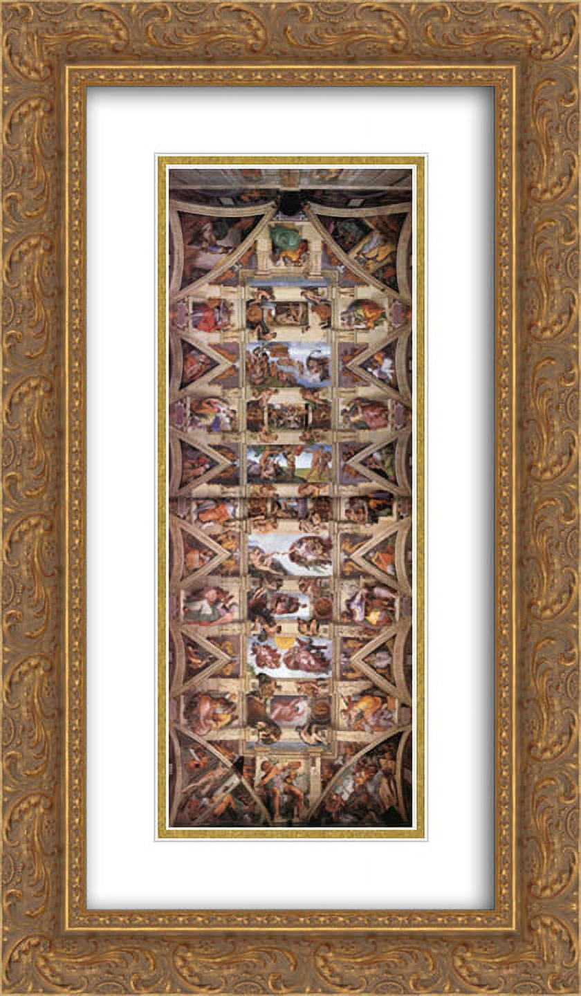 Michelangelo 2x Matted 14x24 Gold Ornate Framed Art Print 'Ceiling of ...
