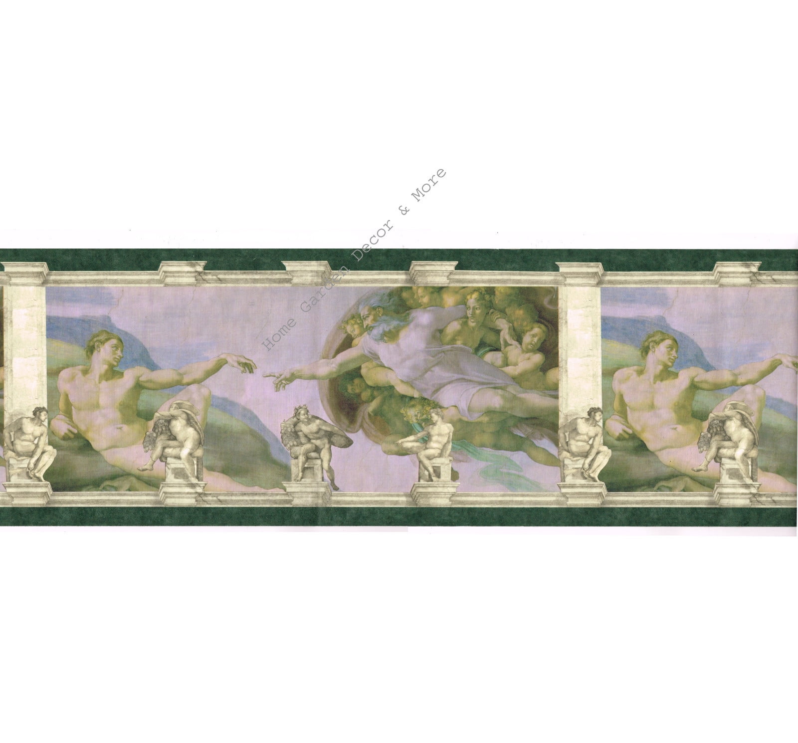 Michelangelo Creation of Adam Sistine Chapel Column Green Wall paper ...