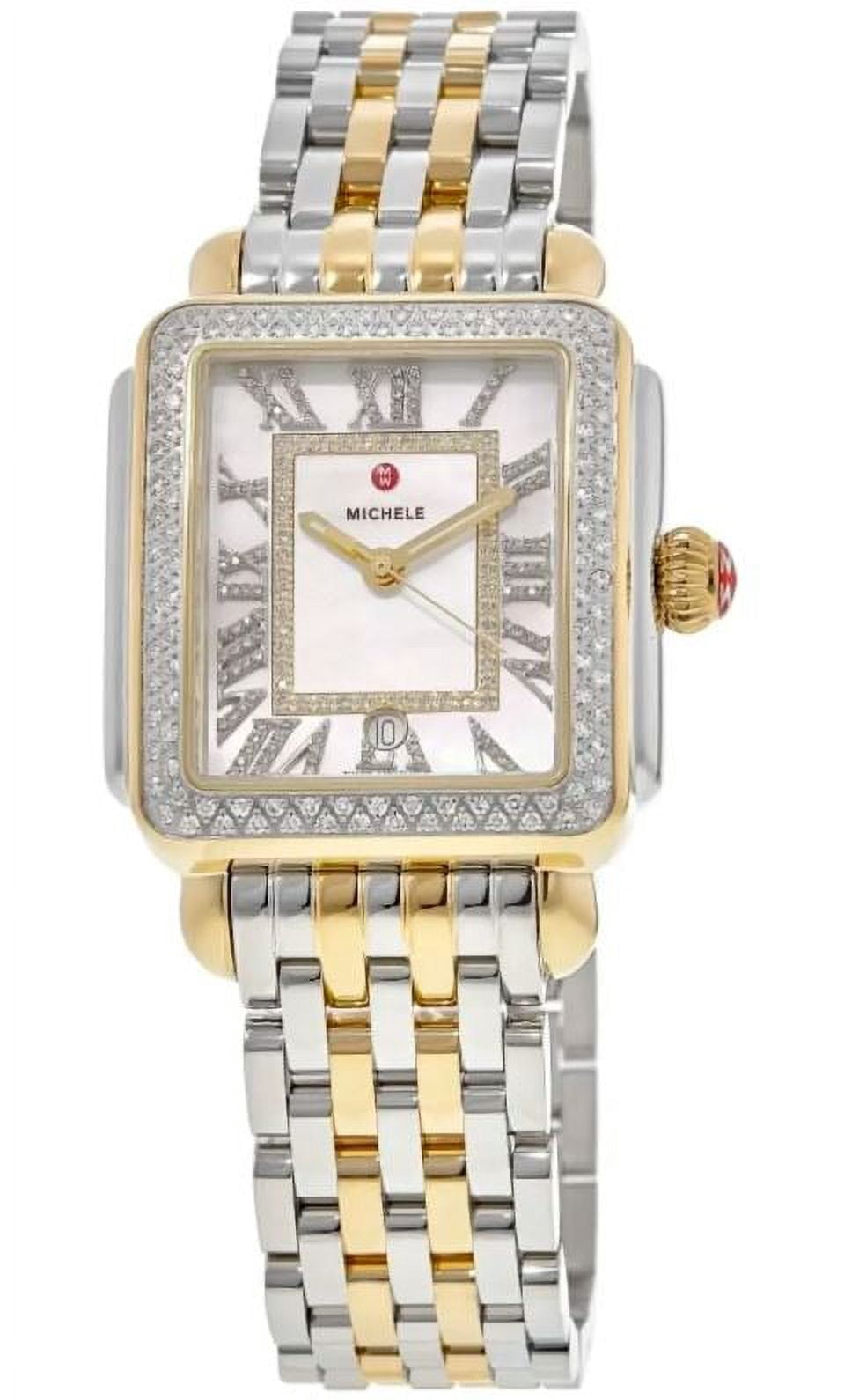 Michele Deco Madison Mother of Pearl Dial Diamond Two-Toned Steel Women ...