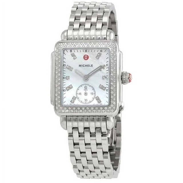 Michele Deco Mid Stainless Steel Mother-of-Pearl Dial Diamonds ...