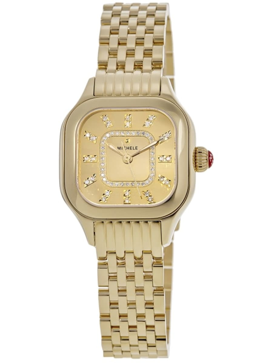 Michele Meggie Diamond Gold Tone Dial 18K Gold-Plated Steel Women's ...