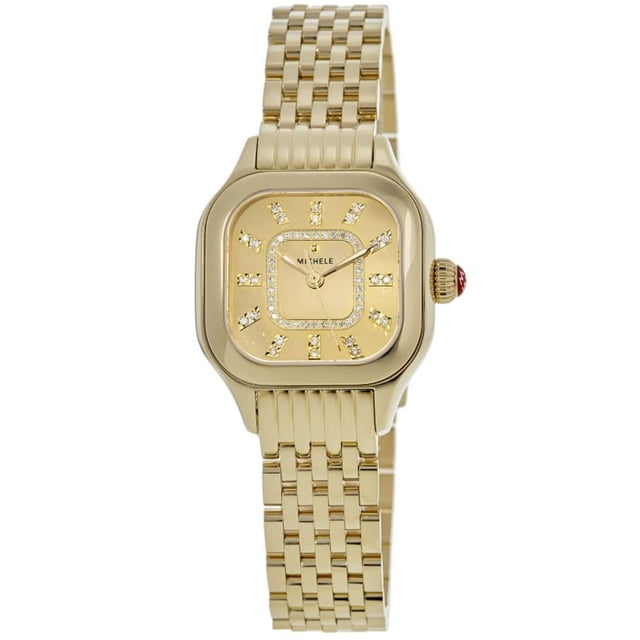 Michele Meggie Diamond Gold Tone Dial 18K Gold-Plated Steel Women's ...